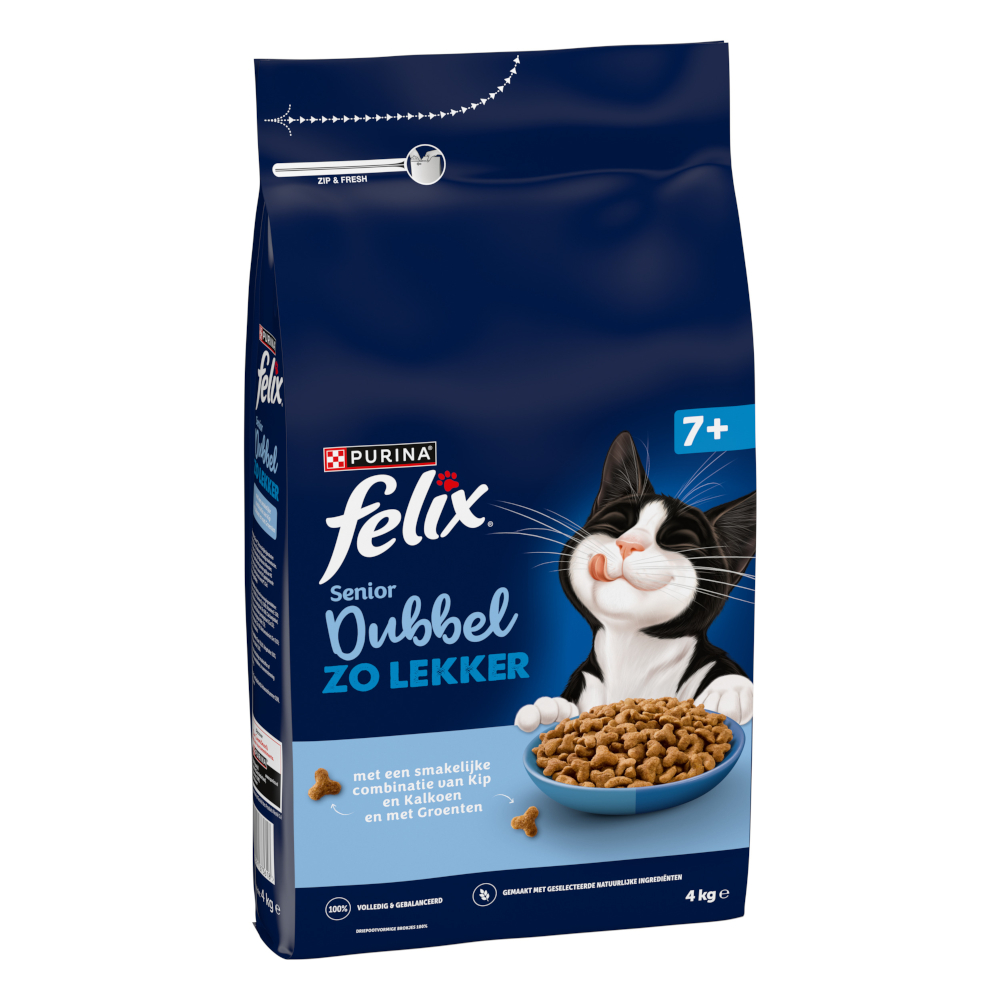 4 kg Felix Senior Dubbel lekker Kip & Kalkoen Kattenvoer droog | De ...