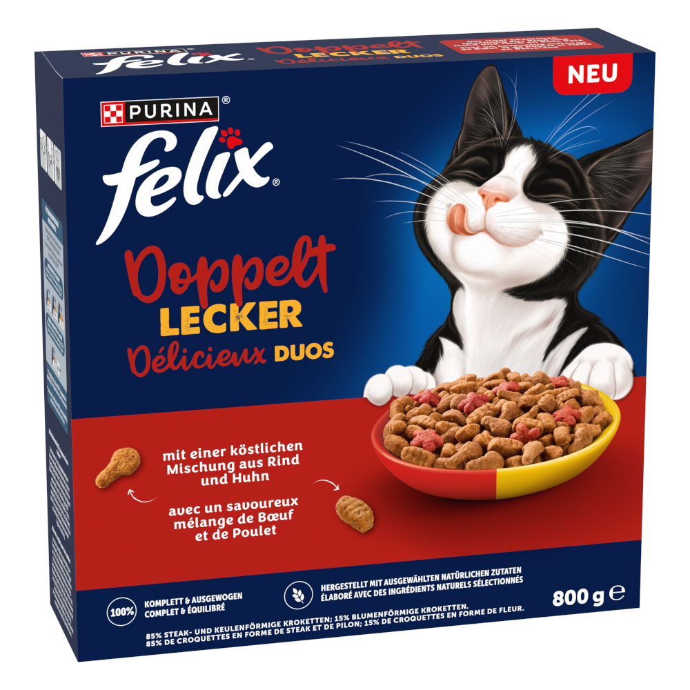 2x800 g Felix Dubbel lekker Rund & Kip Kattenvoer droog | De Kattensite ...